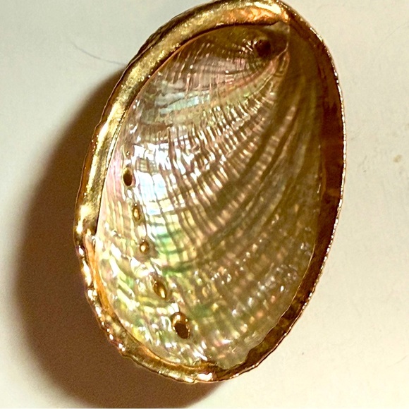 Jewelry | Vintage Abalone Shell Pendant With Gold Overlay Euc | Poshmark